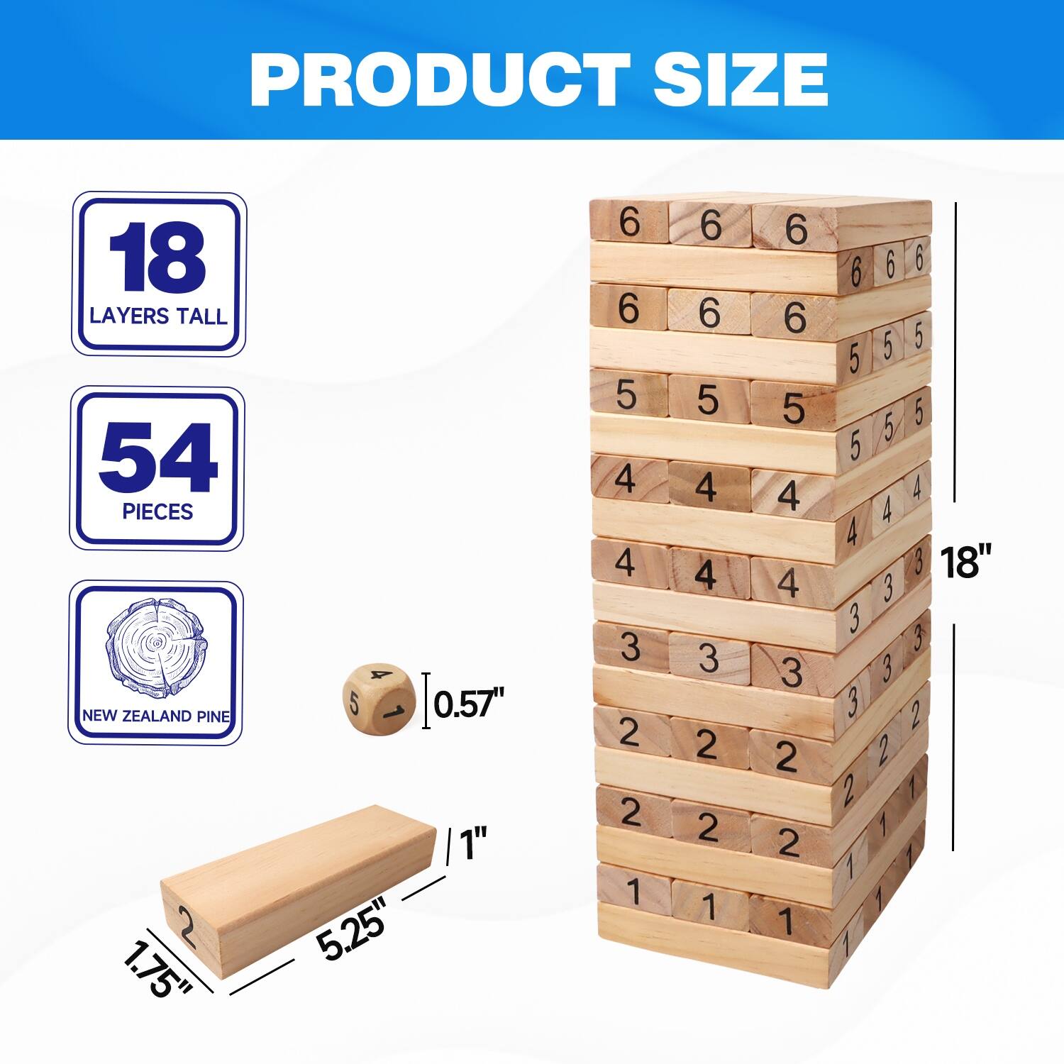GSE™ 54-Piece Meidum Tumbling Timber. Wooden Building Block Stacking Game for Kids & Adults - 5. ...